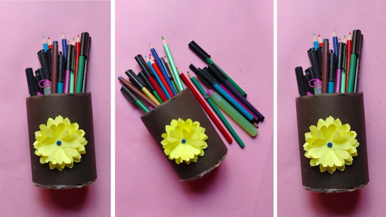 DIY Pencil & Pen Holder making | Easy paper Craft ideas | How to make ...