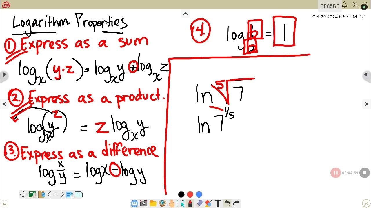 Logarithm Properties Part 1 - YouTube