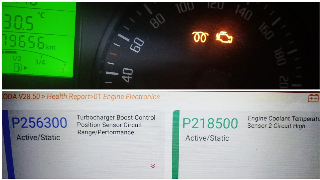 skoda Rapid heater light biling, #P256300, #P218500 code issue - YouTube