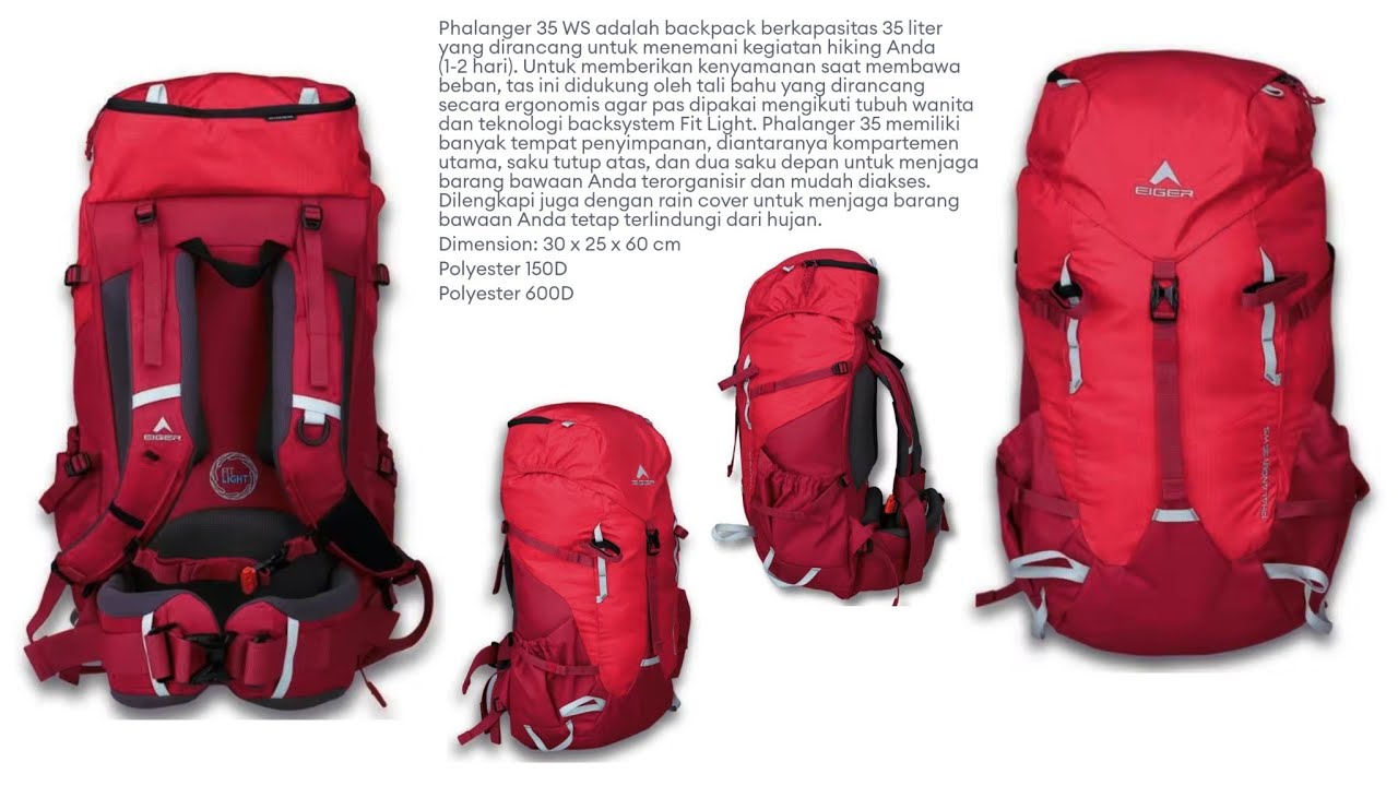 DIRANCANG SECARA ERGONOMIS || EIGER PHALANGER 35 WS CARRIER RED ...