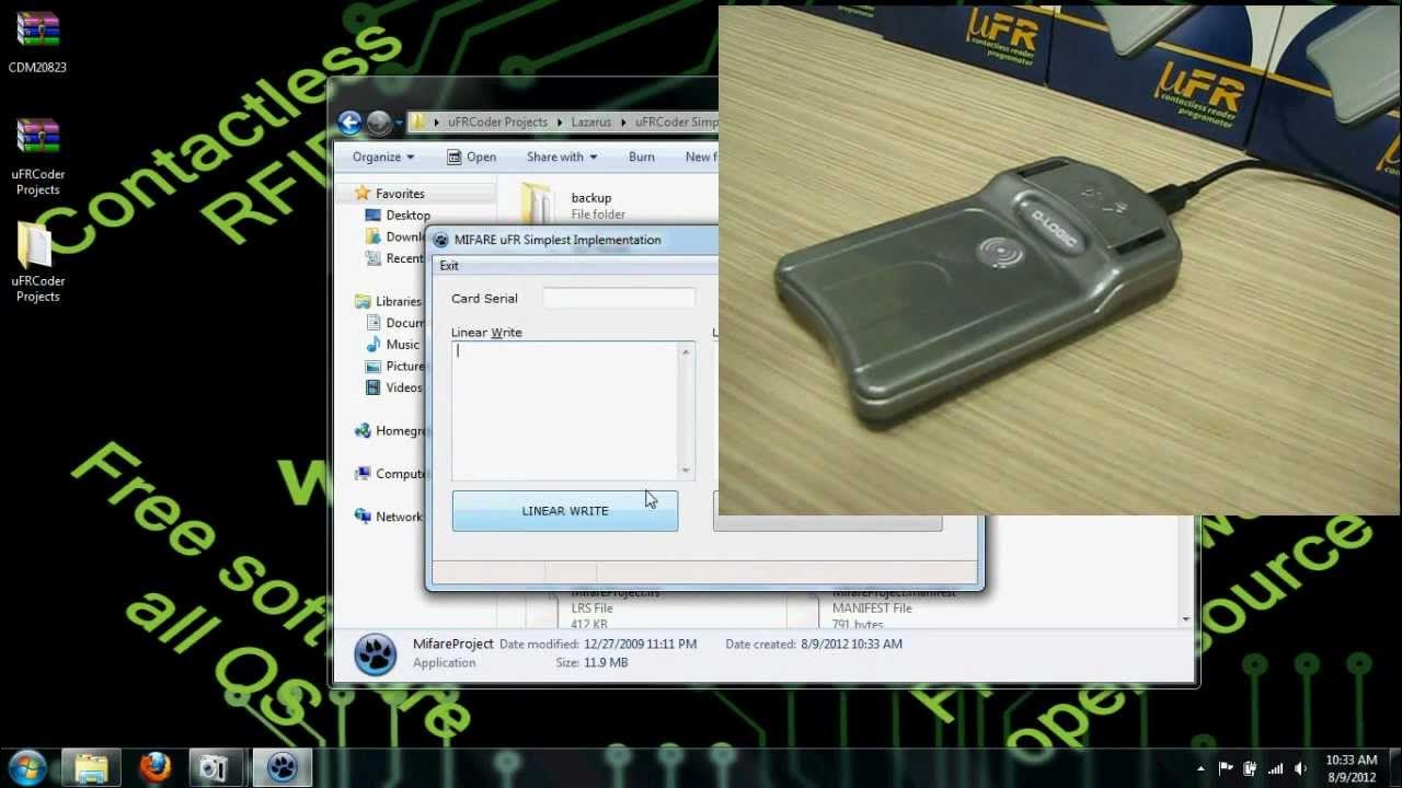 uFR Mifare RFID Reader Writer - uFRCoder Simplest Lazarus software review - YouTube