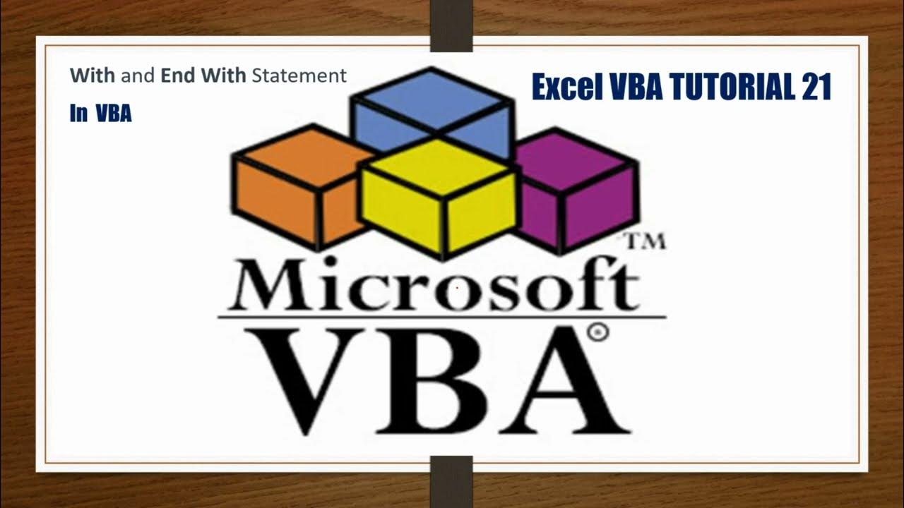 VBA Tutorial 21 | With End With statement in VBA | learn how to optimize your VBA code. - YouTube