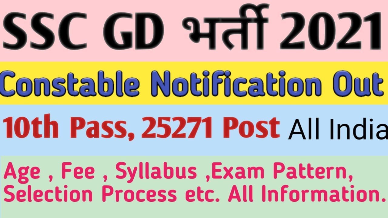 SSC GD Vacancy Notification 2021 , SSC GD constable 2021 , SSC GD ...