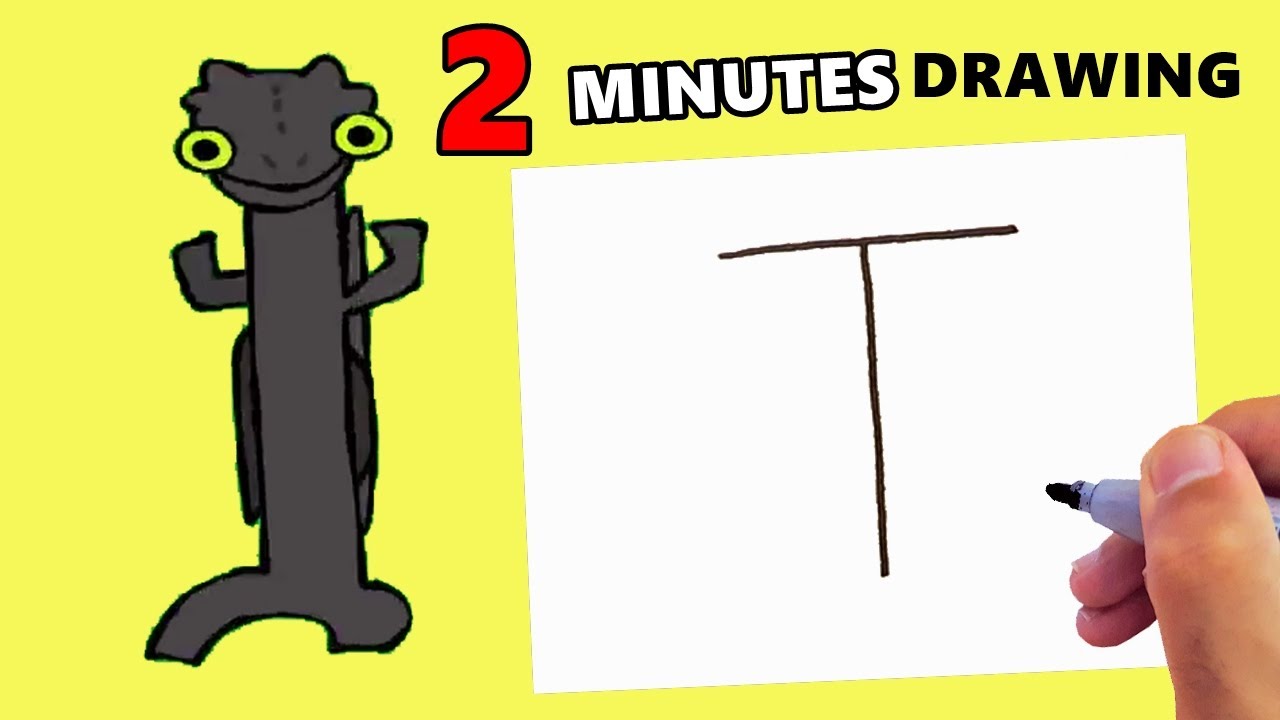 Toothless Dancing Meme Drawing with letter T in just 2 minutes - YouTube
