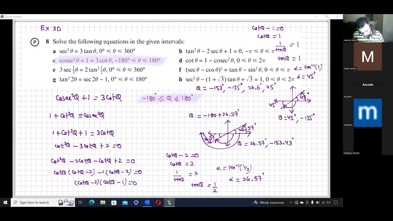 IAL Edexcel P3 Trigonometric Equations & Identities Ex 3D Practice | A ...