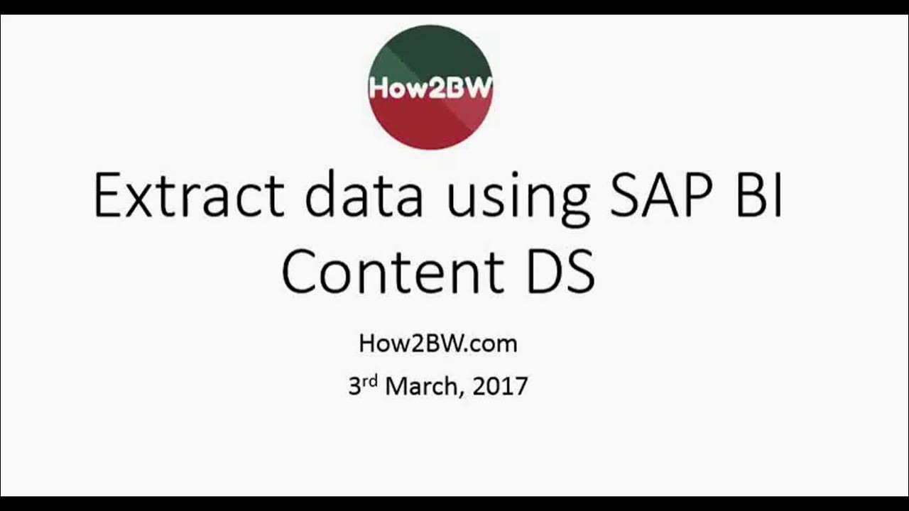 Data Extraction in SAP BW from ECC using Standard DS - YouTube