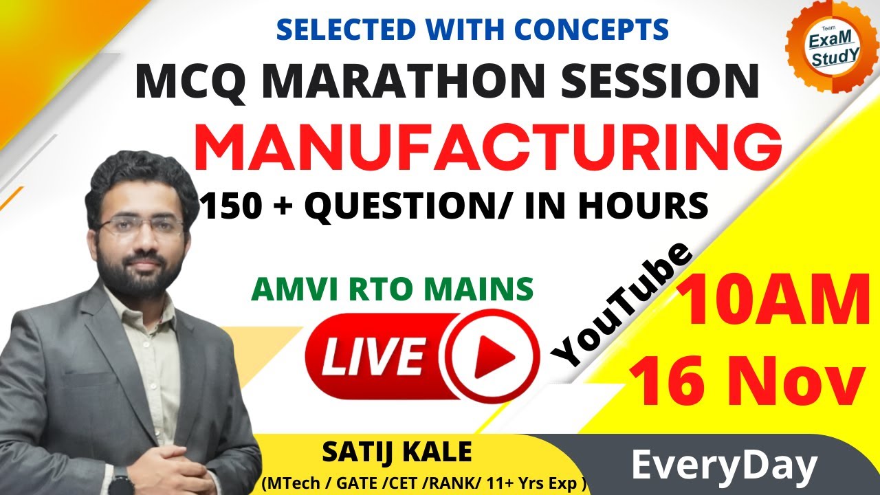 01 / MANUFACTURING TECHNOLOGY - SELECTED MCQ -MARATHON SESSIONS | AMVI ...