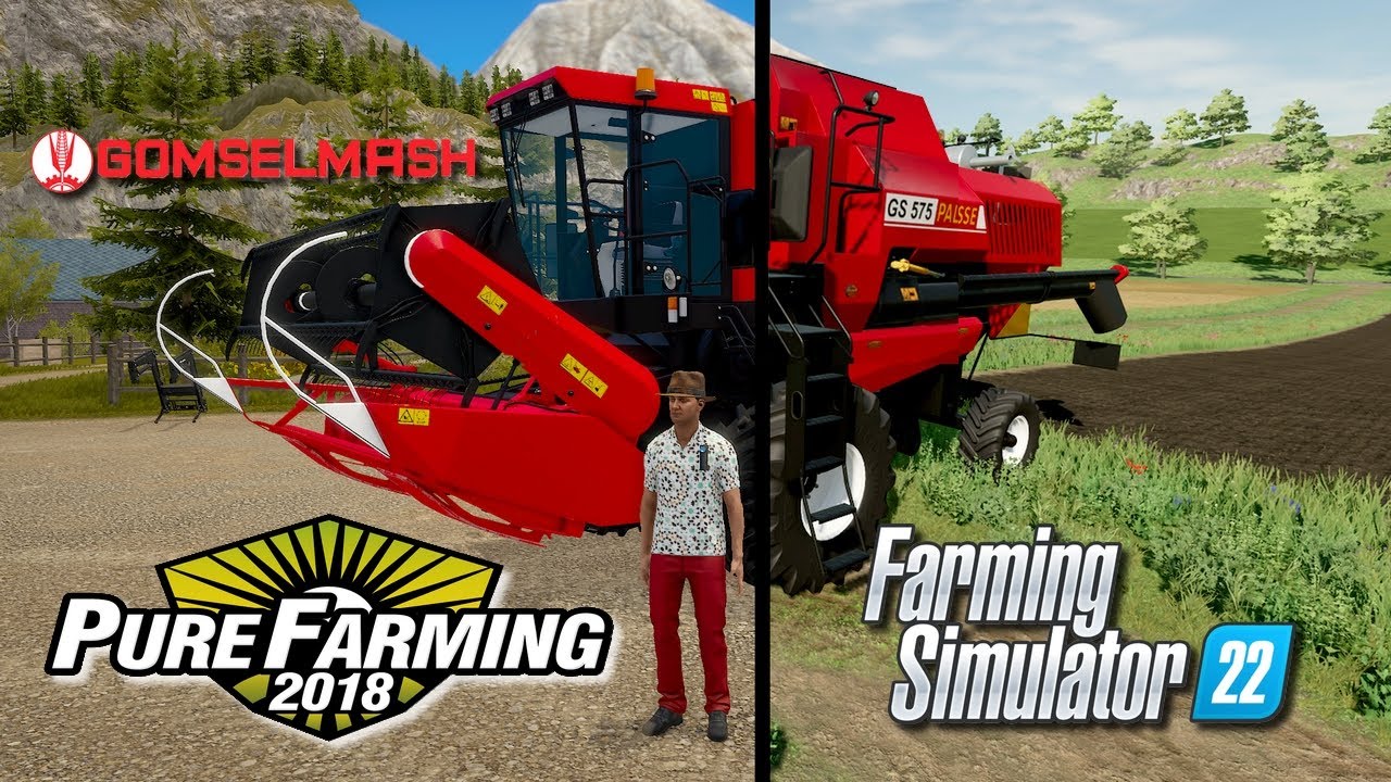 Farming Simulator 22 vs Pure Farming 2018⭐Gomselmash GS 575 🙆‍♂️ 🔥|# ...
