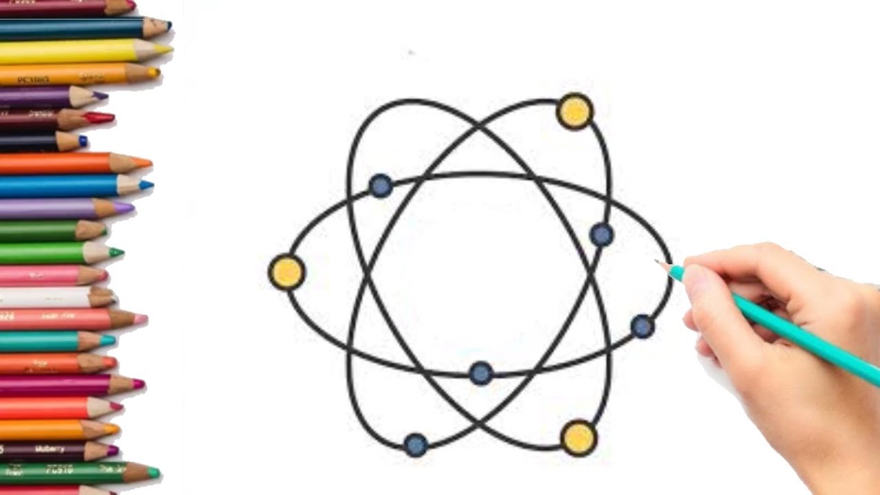 COMO DESENHAR UM ÁTOMO SIMPLES / HOW TO DRAW AN ATOM - YouTube