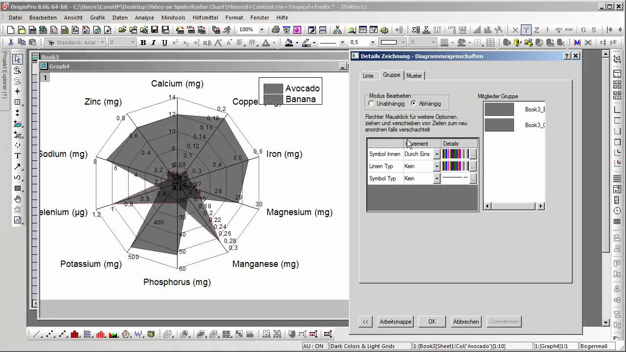 OriginLab® Origin 8.6: Radardiagramm - YouTube