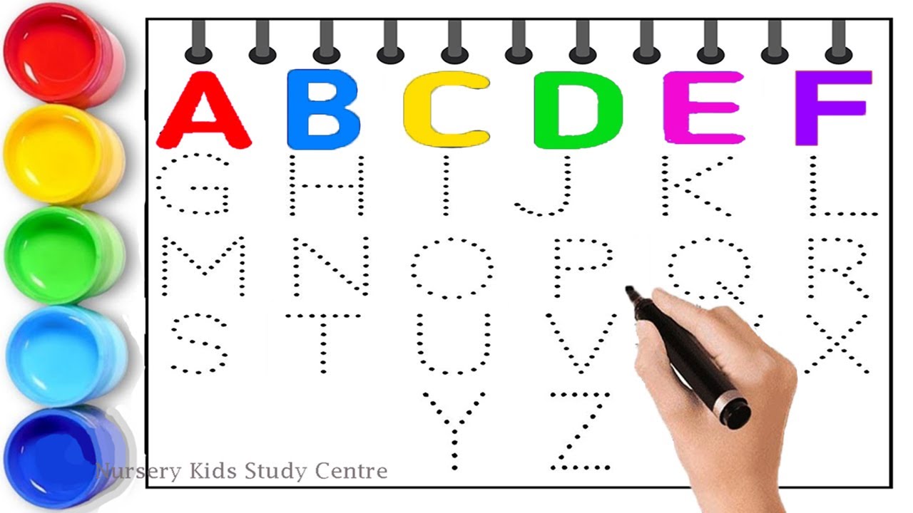 Collection of uppercase & lowercase alphabet dotted lines, ABCD ...