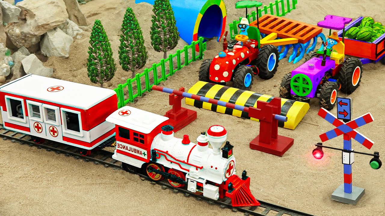 Diy tractor making mini Watermelon Farm | diy Ambulance Train vs Harrow ...