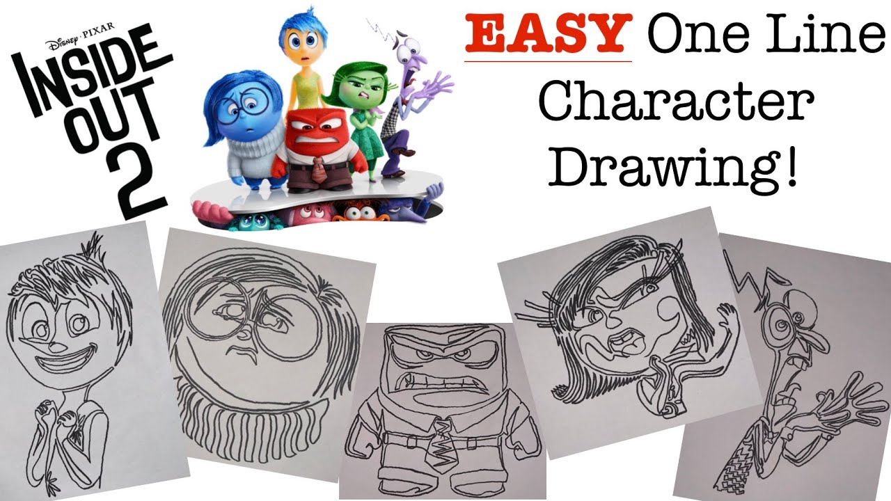 INSIDE OUT 2 EASY Drawing Using ONE LINE! Part 1 - YouTube