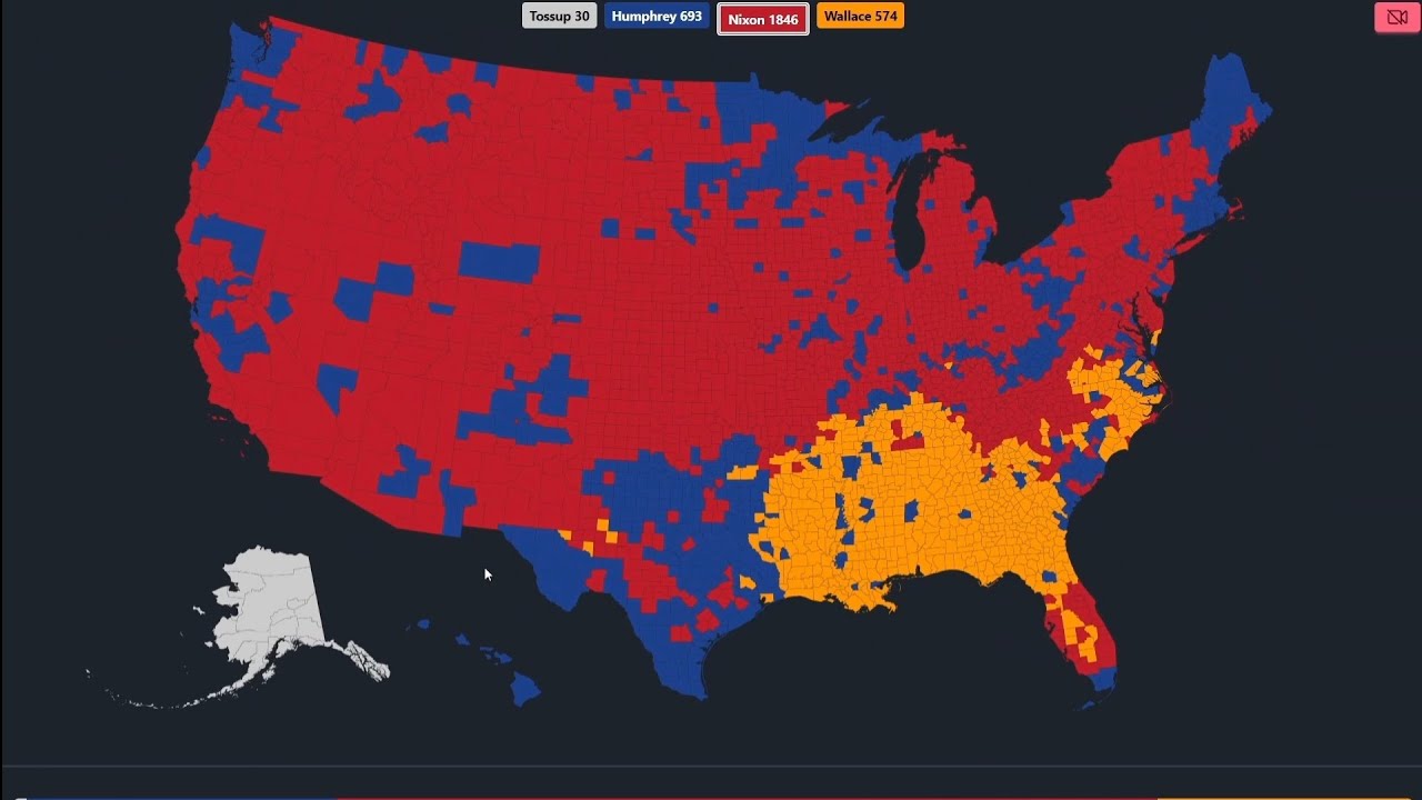 How Every County Voted In The 1968 Presidential Election - YouTube