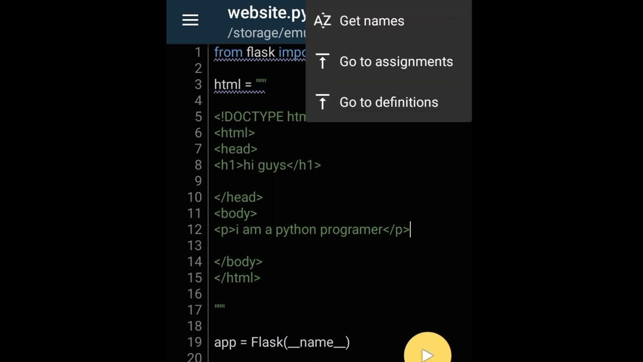 creating website with pydroid3 part 2|using HTML in pydroid3#pydroid3 #python - YouTube