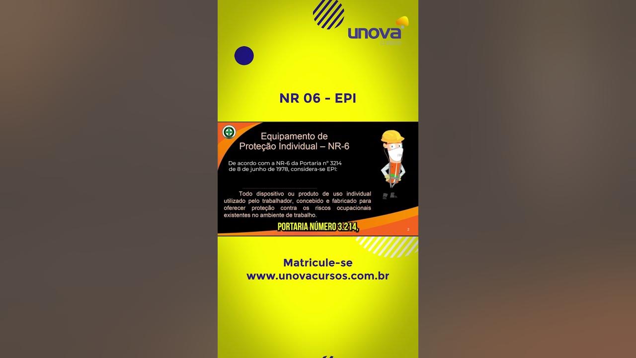 Curso Gratuito de NR 06 - EPI | Unova Cursos - YouTube