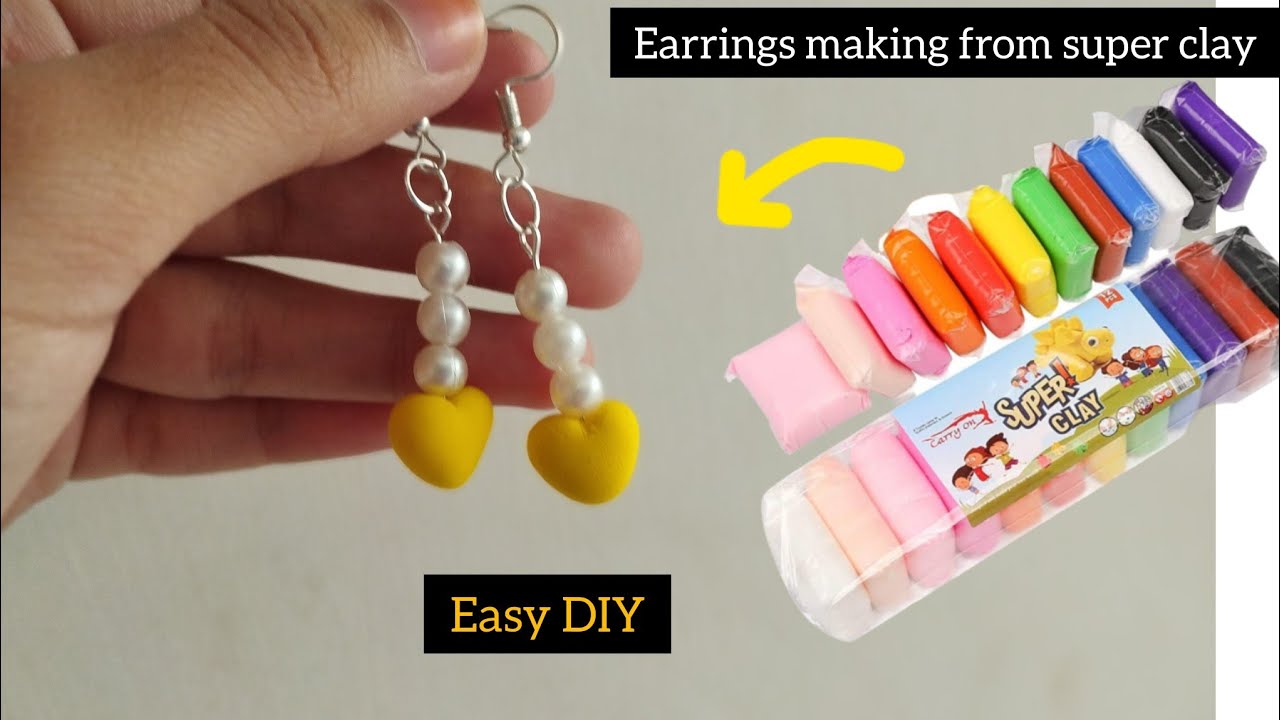 Making earrings || Earrings making from clay || Easy & quick earrings ...