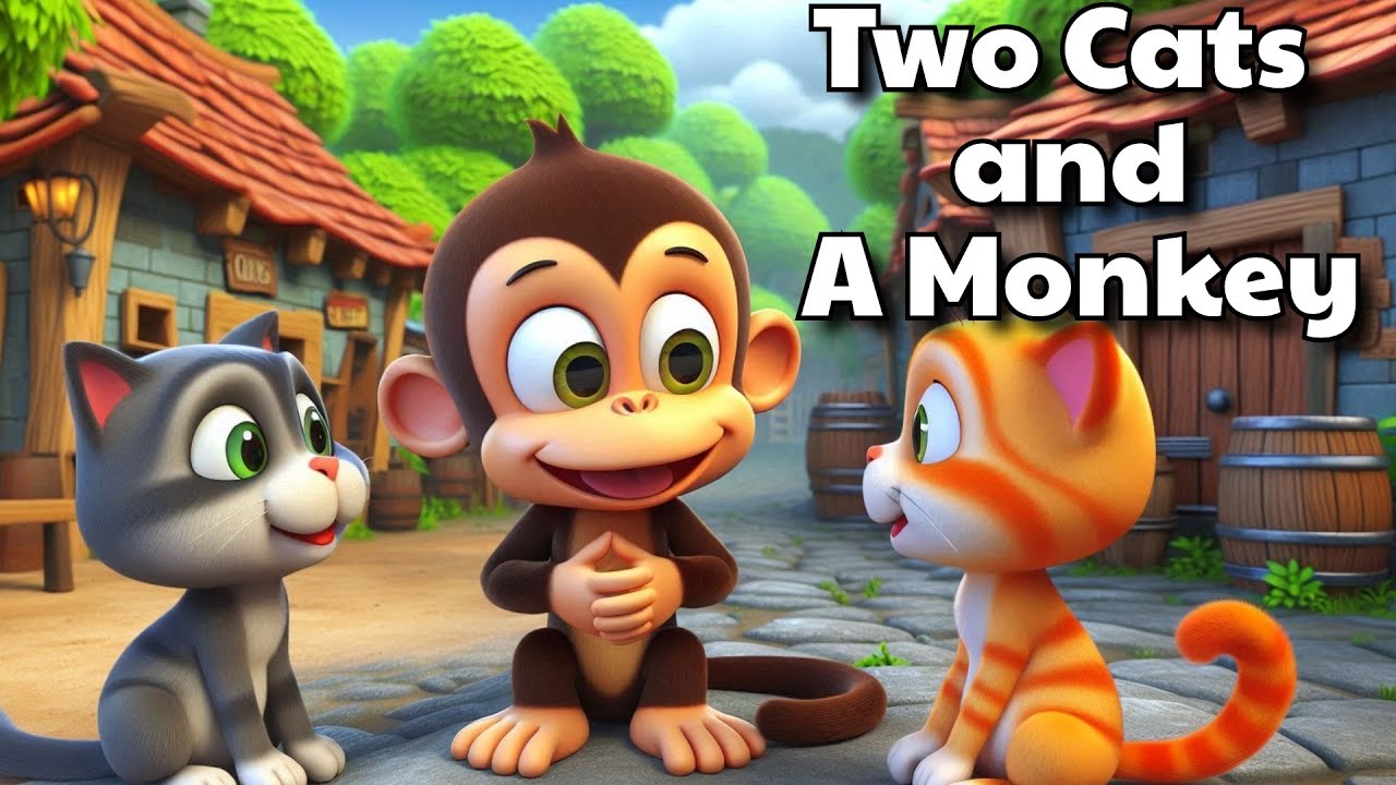 Two Cats and A Monkey | Learns Sharing is Caring | Kids Moral Stories ...