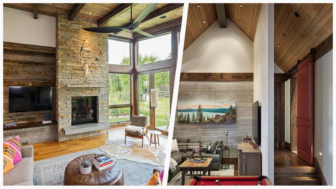 75 Rustic Family Room With White Walls Design Ideas You'll Love - YouTube