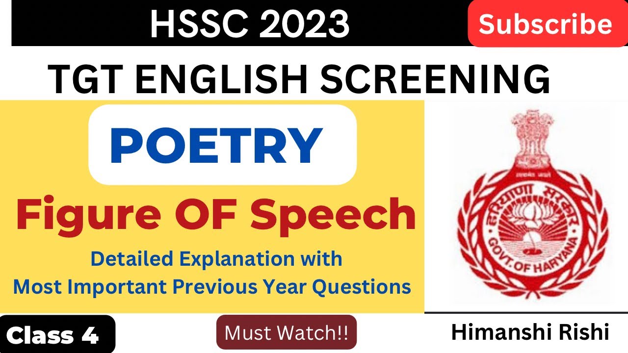 Poetry l HSSC TGT English 2023 l Figure of Speech l TGT English ...