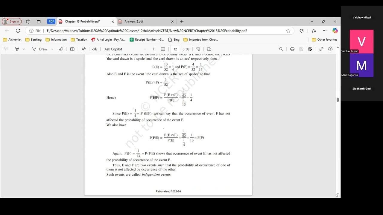 Probability Class XII Class 3 Part 2 - YouTube