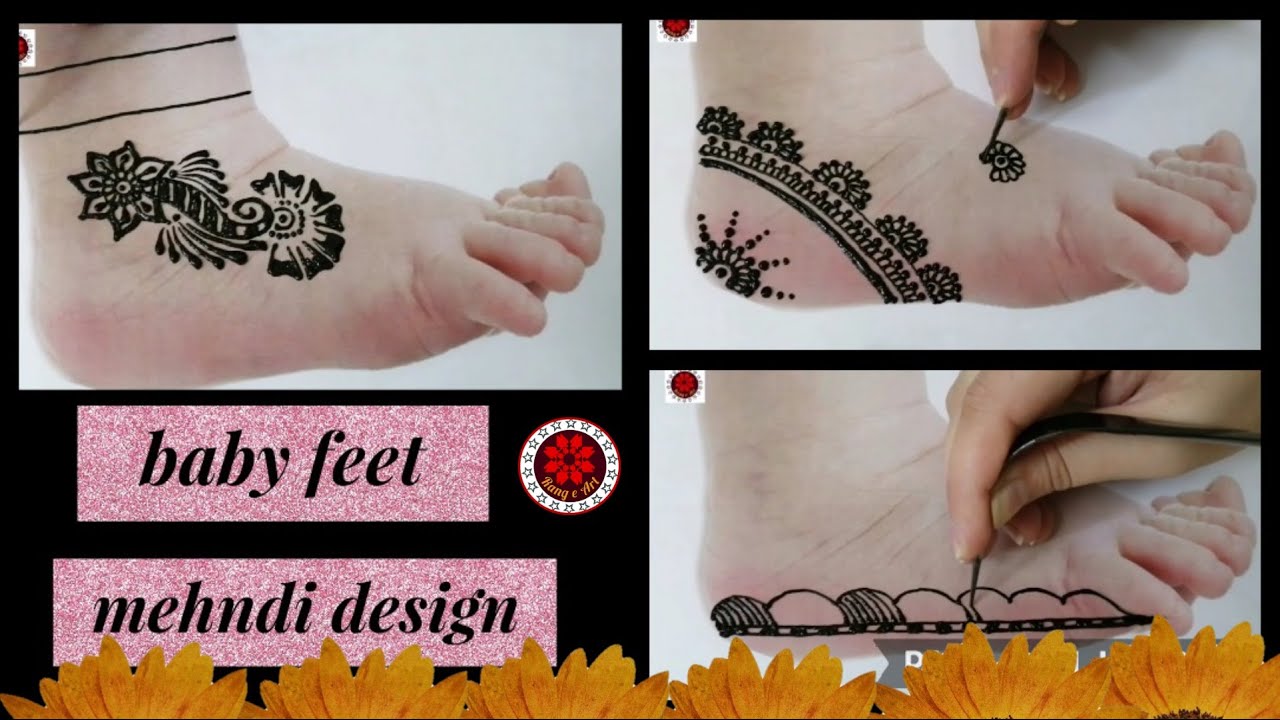 Baby feet mehndi design || cute mehndi design for kids || 2020 - YouTube