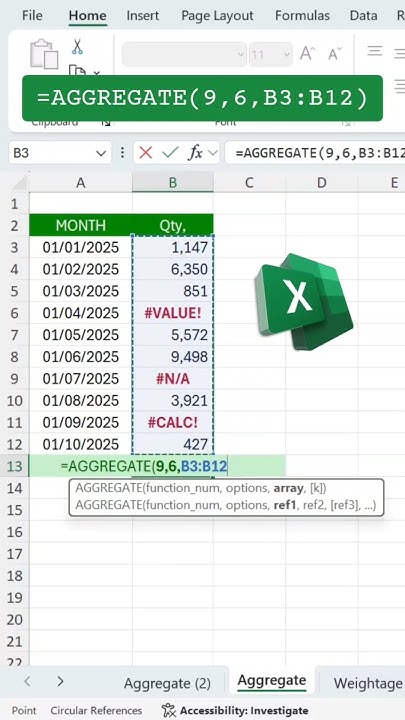 How to Ignore Errors in Excel While Sum Using AGGREGATE Function ‼️#ExcelTips - YouTube