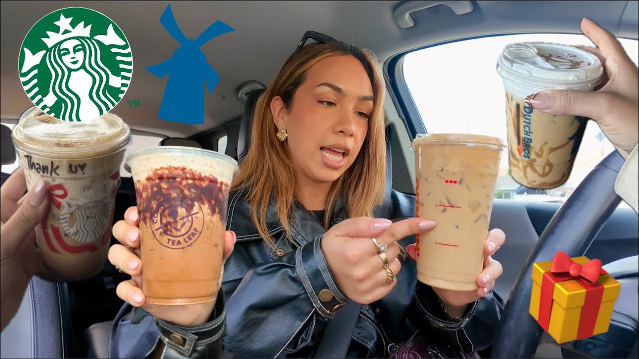 trying VIRAL drive thru holiday drinks! 🎁☃️ - YouTube