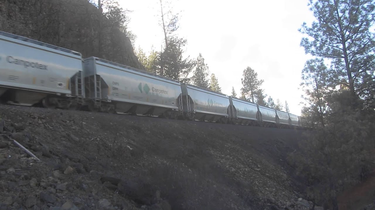 125 car Canpotex potash train near Spokane WA Queen Lucas Lake - YouTube