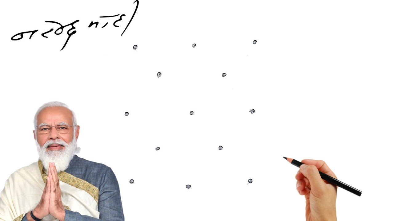 Easy Narendra Modi Drawing from Dots // Happy birthday PM Narendra Modi ...