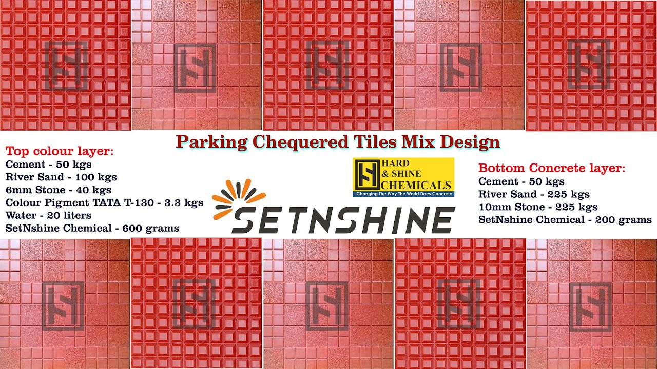 Paver blocks Chequered Tiles mix design with SetnShine chemical | paver ...