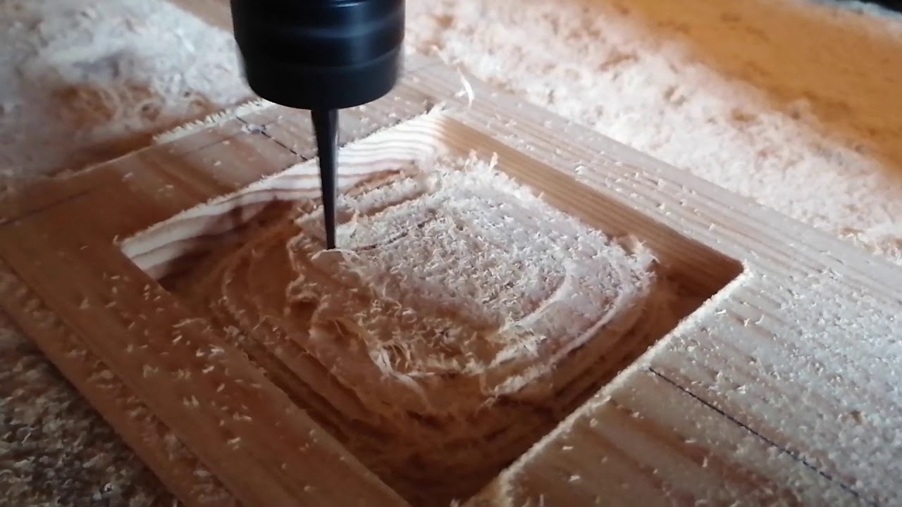 CNC Router curved embossed text using Pinewood - YouTube