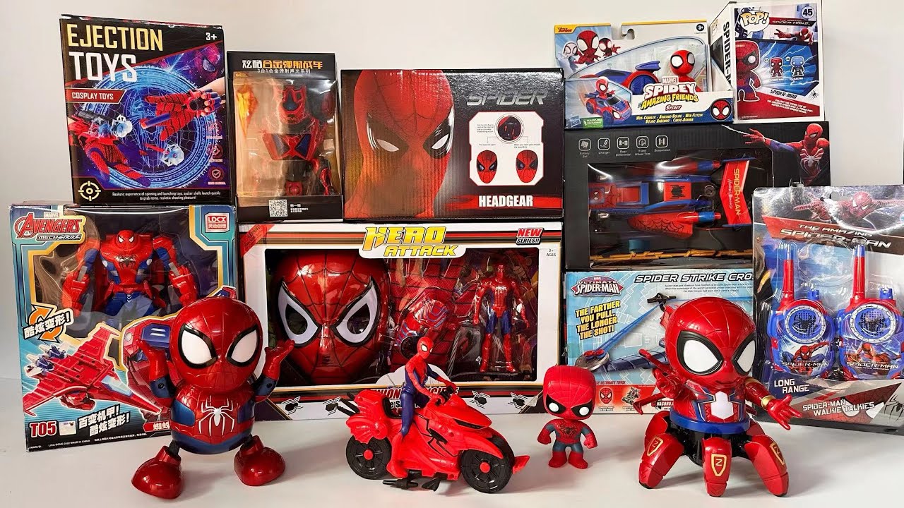 Spider-man Toys Collection Unboxing Review-guns，Robots，Cloak，Mask ...