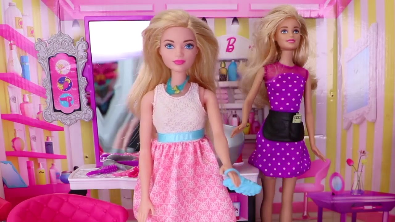 Barbie Doll Hair Style Salon play baby dolls hair cut, hair wash, hair ...