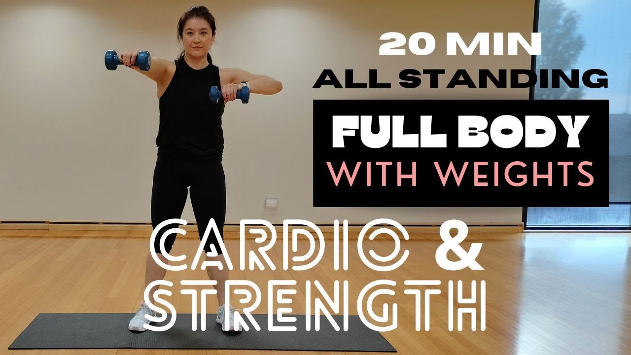 20 MIN ALL STANDING Cardio & Strength Workout with Weights | Sweat ...