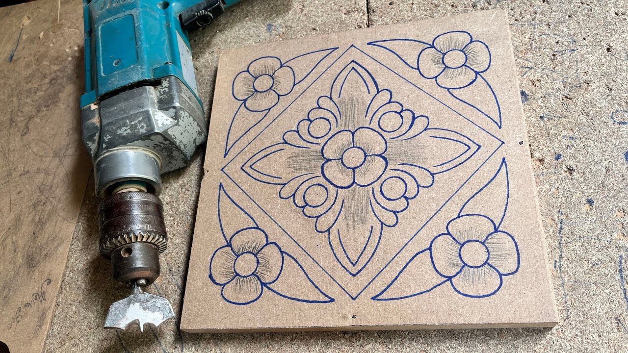 Beautiful 5 Flower Design on MDF/Wood Carving Router Work/Floral Jali ...