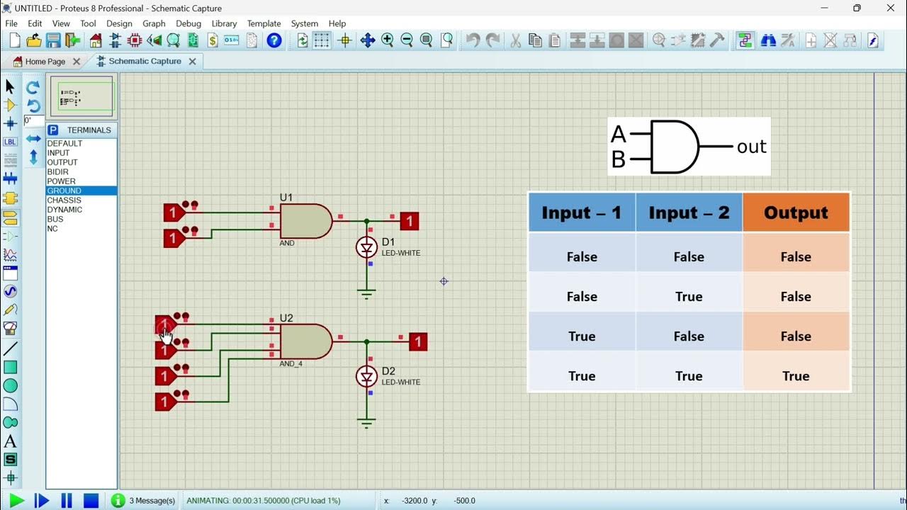 Proteus Tutorial _ 9 || How to design a logic gates (AND , OR , NOT ...