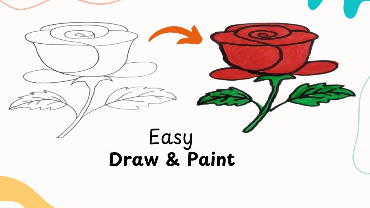 Draw and Paint a Beautiful Rose Flower | Simple Rose Drawing | Golap ...