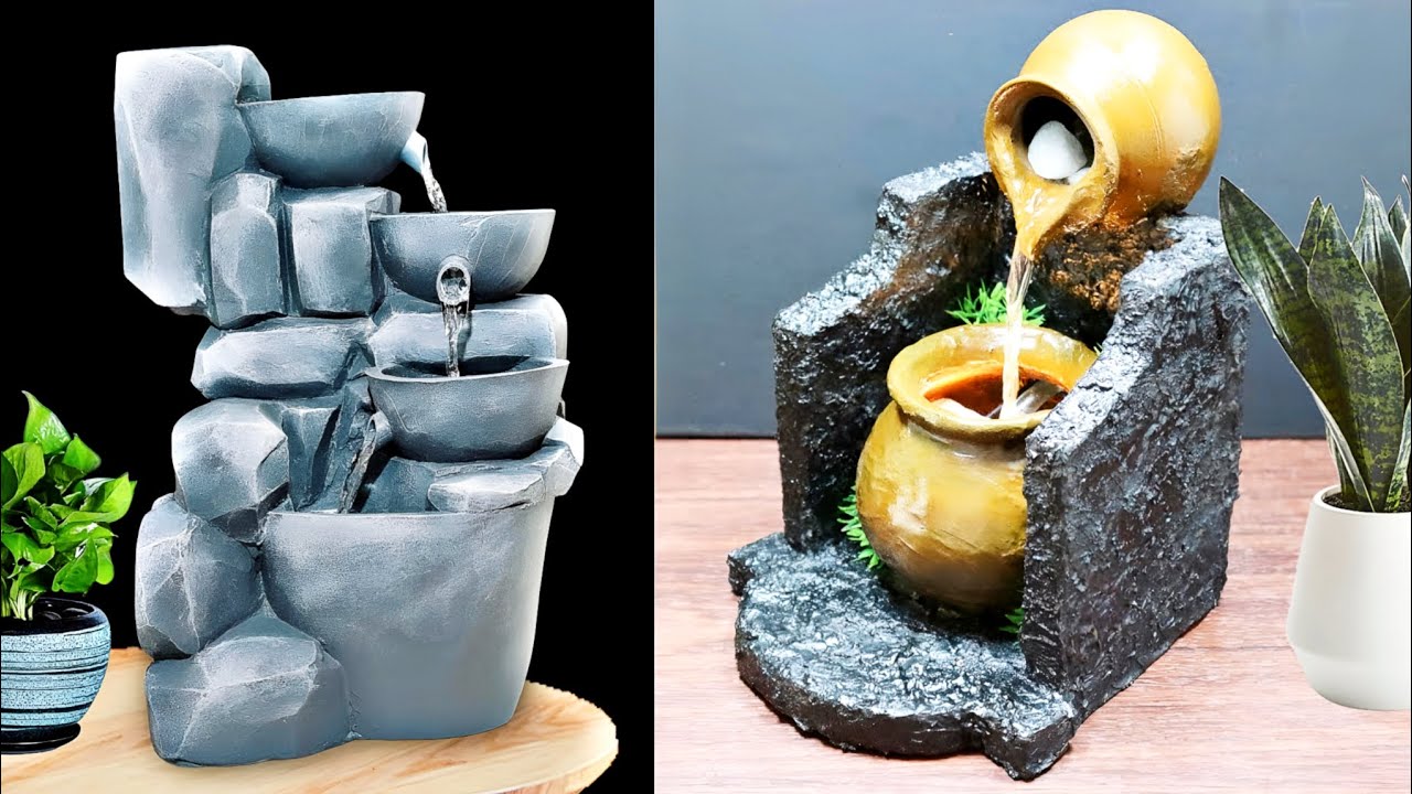 DIY Amazing Top 2 Indoor Tabletop Waterfall Fountains | Best Cemented ...
