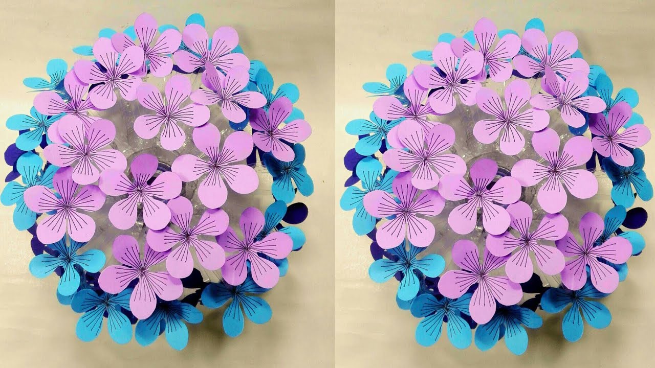 Nirmana | How to make beautiful paper flowers easy | bottle craft idea ...
