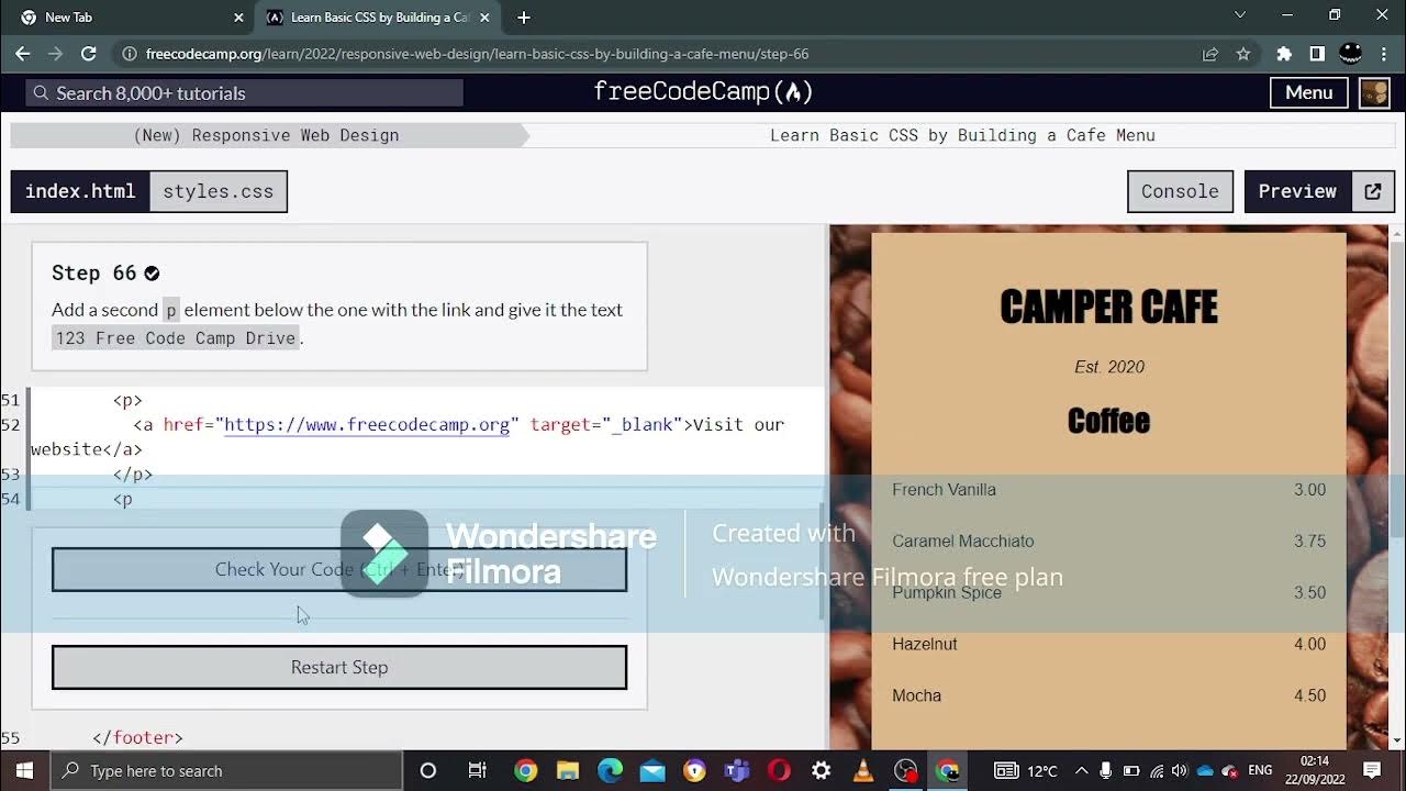 learn basic CSS by building a cafe-menu-step 61 to 70 FreeCodeCamp - YouTube