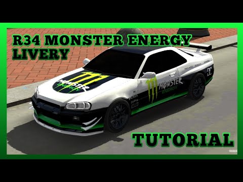 How to make a Nissan GT-R R34 Monster Energy Livery in Car Parking ...