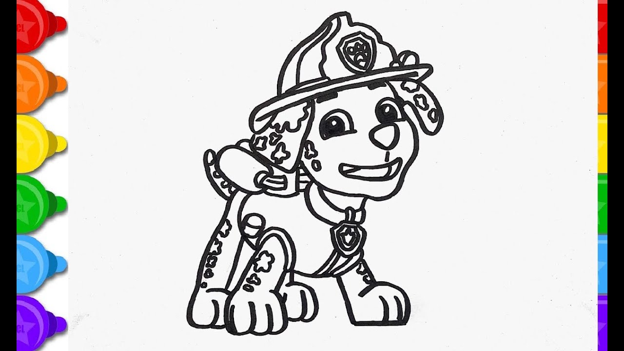 How To Draw Marshall Paw Patrol Movie | Draw Marshall Paw Patrol ...