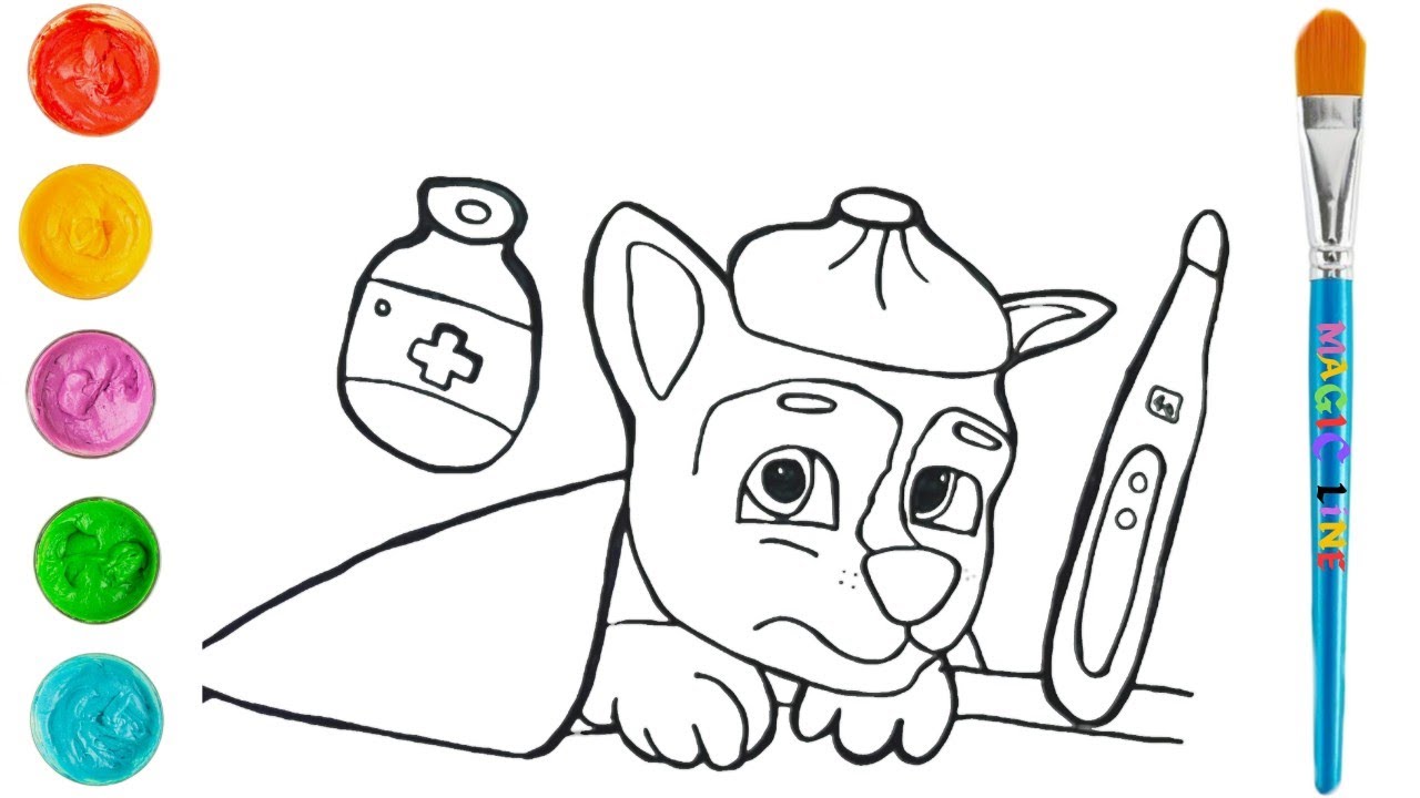 Funny drawing of guard dogs | sick guard dog | drawing and coloring of ...