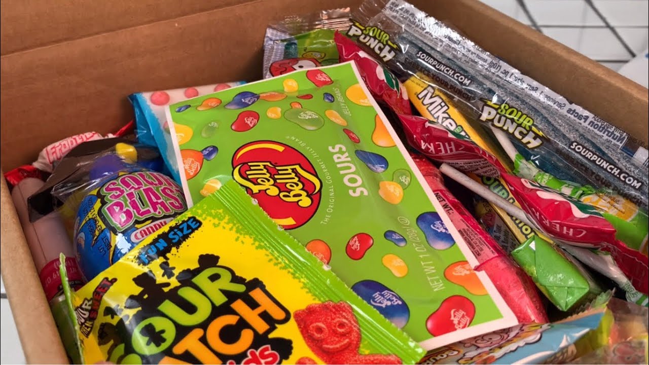 sour candy variety pack mystery box unboxing jelly gummy sweet yummy ...