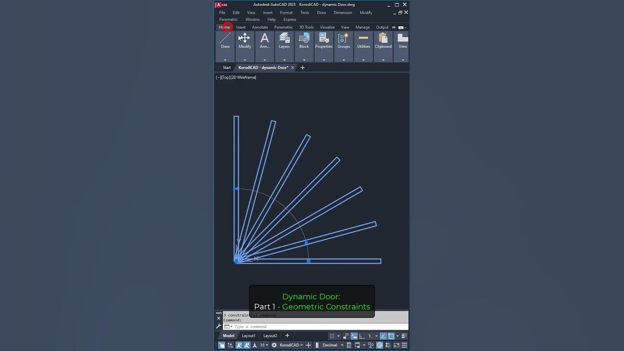 #autocad _7 Blocks | Dynamic block - Door [ Part 1 - Geometric Constraints ] - YouTube
