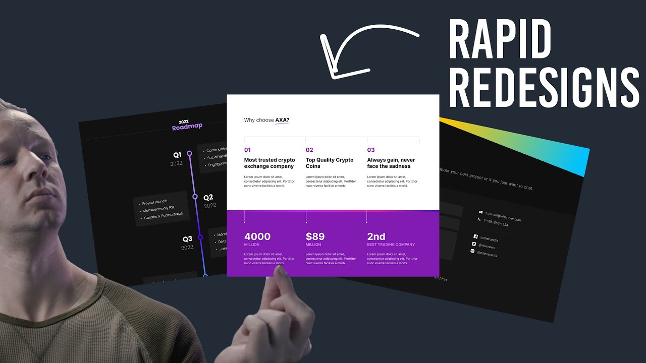 Rapidly Redesigning 3 Layouts - Crypto, Contact & Roadmaps! - YouTube