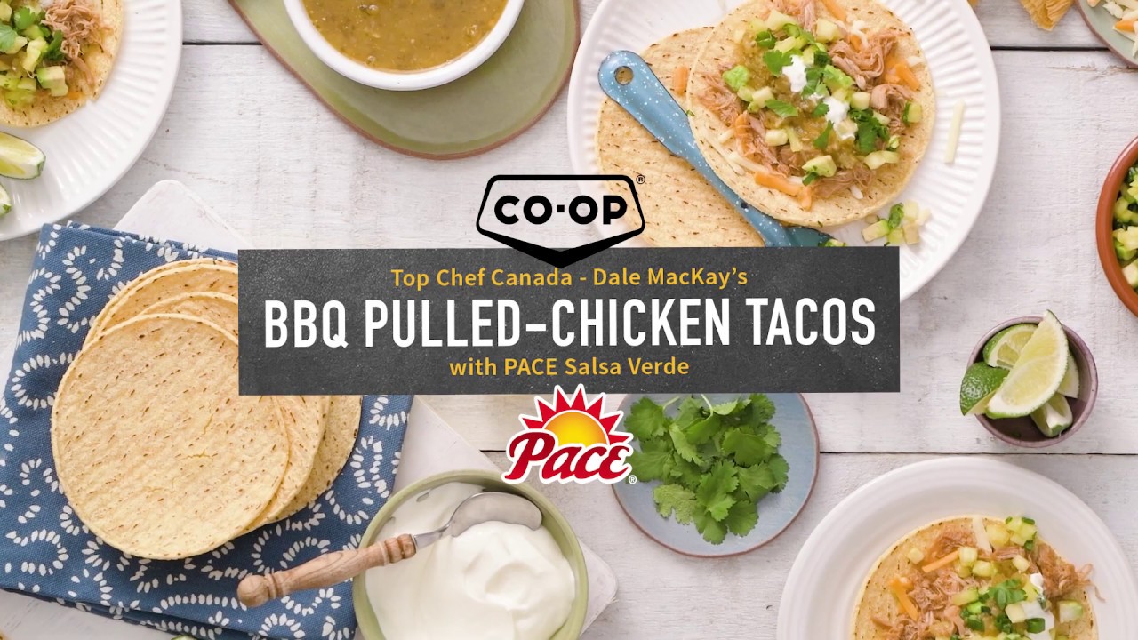 How to Make BBQ Pulled-Chicken Tacos with Pace Salsa Verde by Chef Dale ...