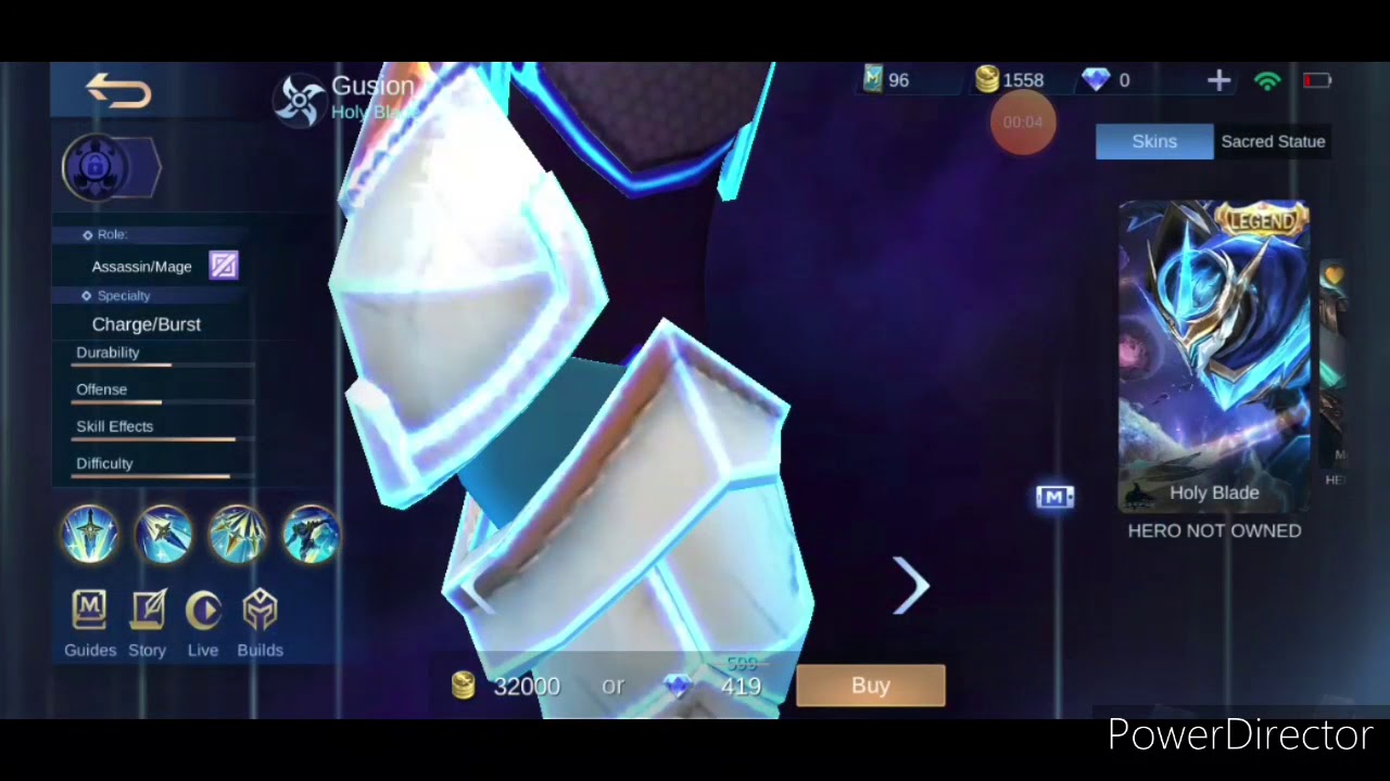 Gusion Legend Skin Mobile legends script - YouTube