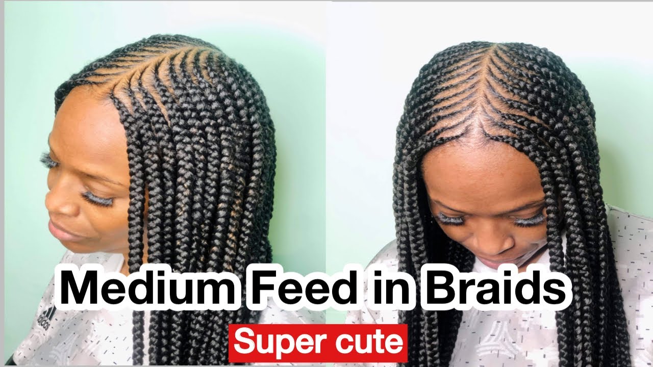 HOW TO DO MEDIUM FEED IN BRAIDS. 2 layers... - YouTube